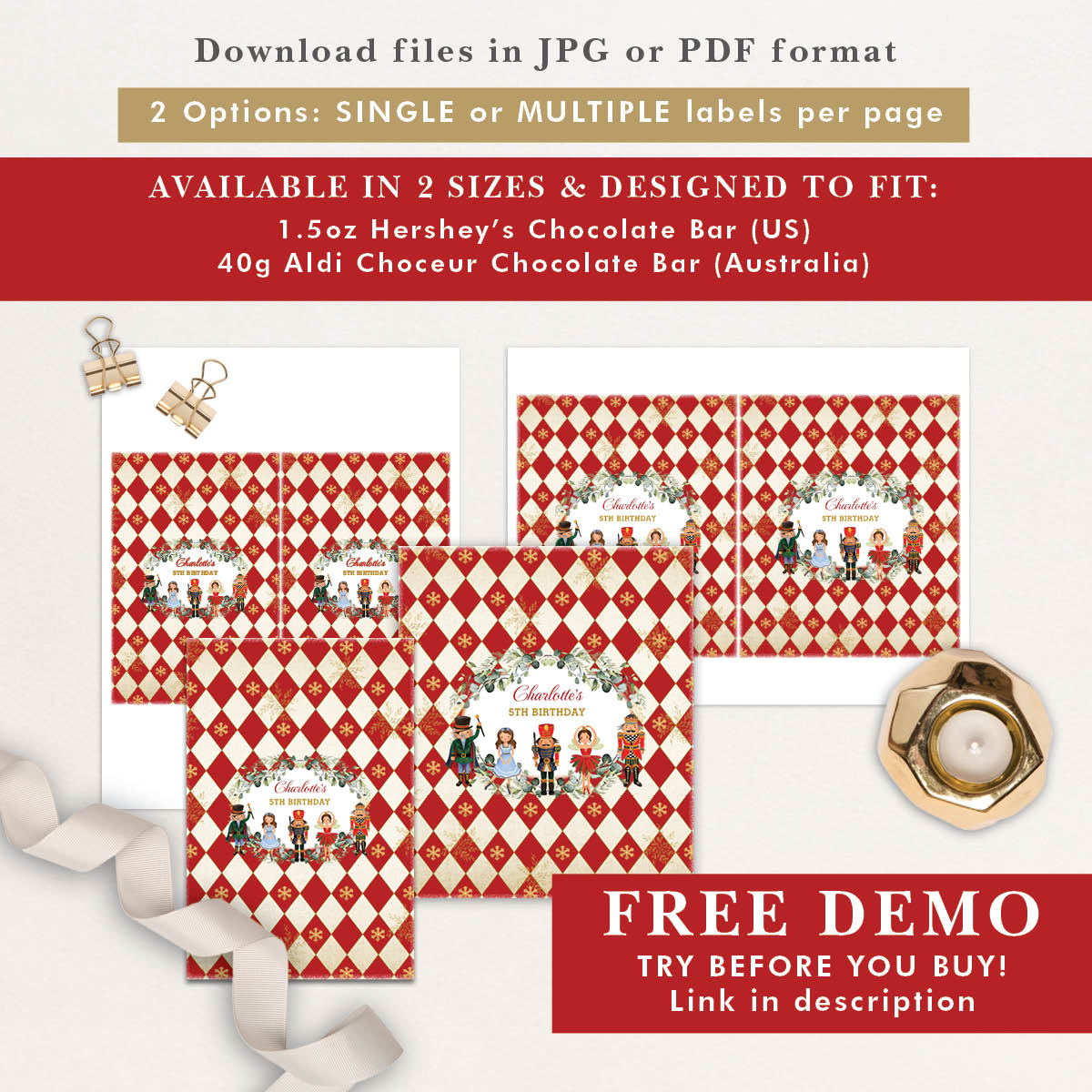 Nutcracker Chocolate Bar Wrapper – Blue Bunny Paper